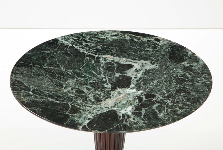 Italian Mahogany Circular Side Table with Verdi Alpi Marble Top, 1940's ...
