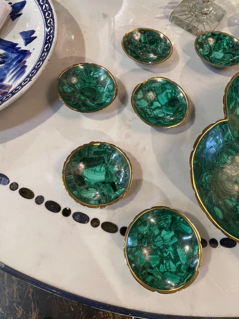 Italian Malachite Nut Dish Set For Sale at 1stDibs