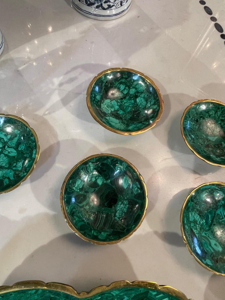 Italian Malachite Nut Dish Set For Sale at 1stDibs