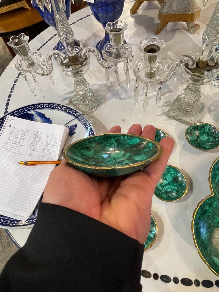 Italian Malachite Nut Dish Set For Sale at 1stDibs