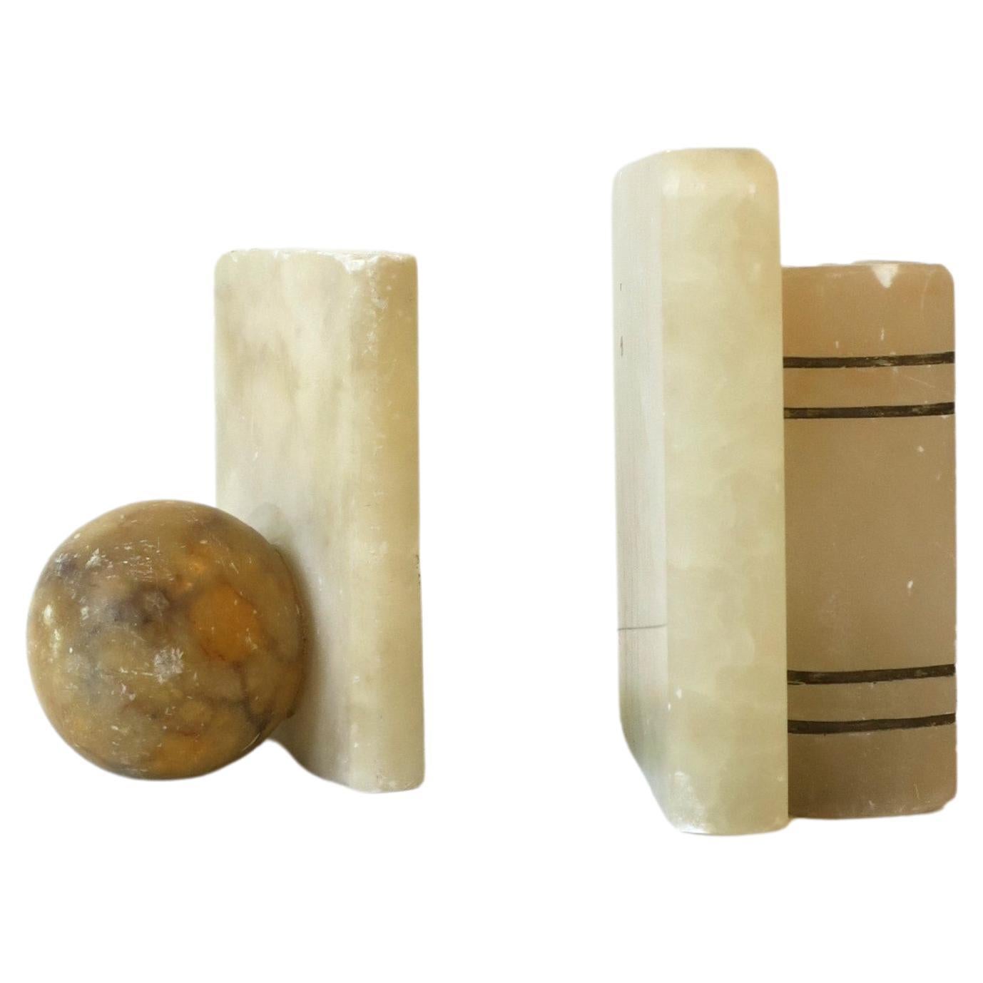 Pair of Vintage Alabaster Marble 'Book' Bookends at 1stDibs