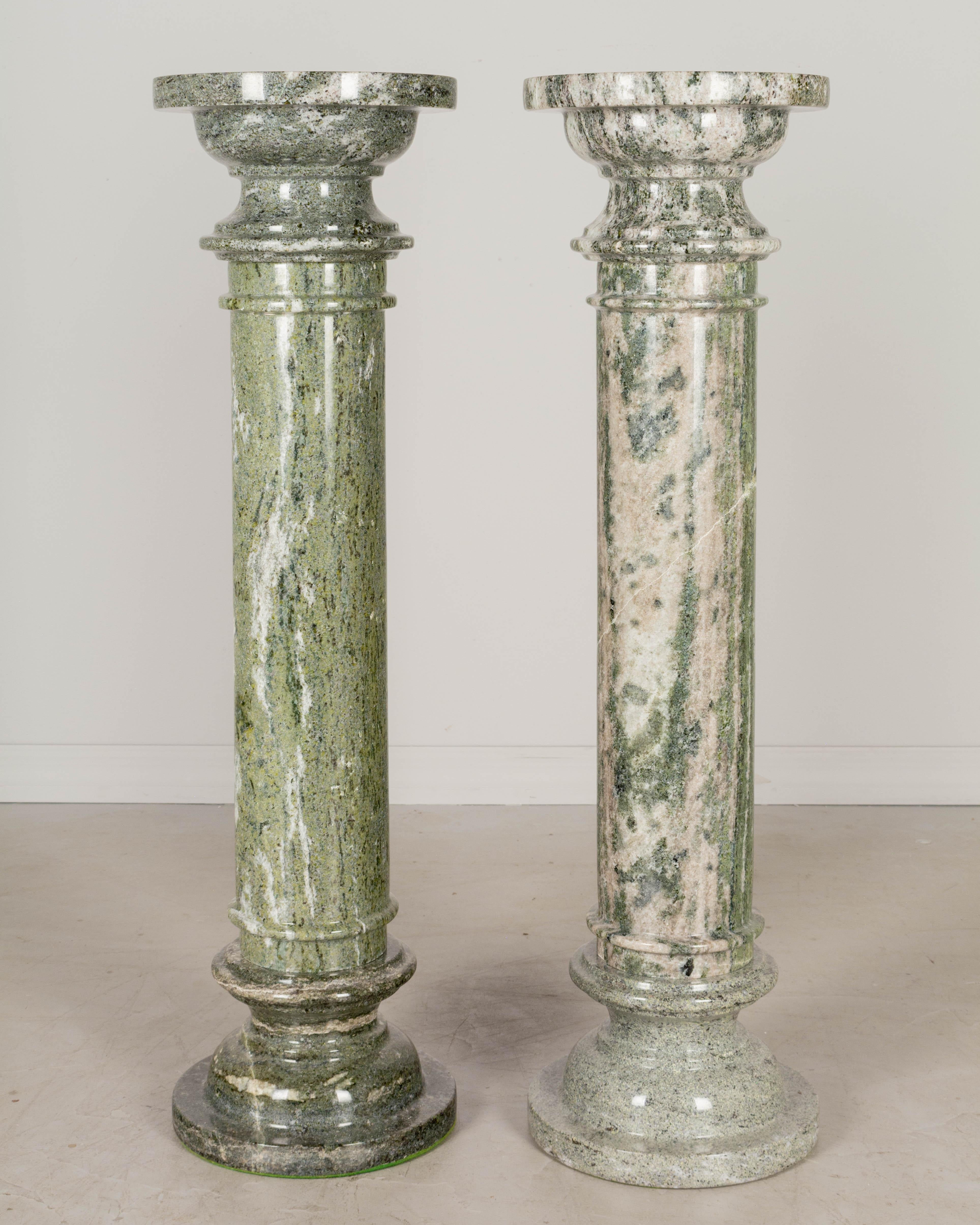Italian Marble Column Pedestals Pair For Sale at 1stDibs