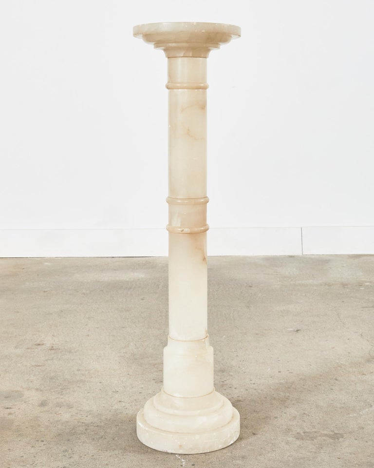 Italian Neoclassical Alabaster Pedestal Plant Stand or Drinks Table For ...