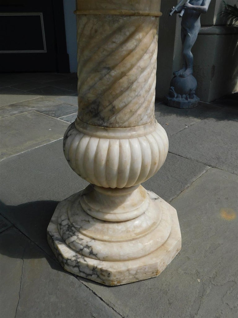 Italian Marble Pedestal with a Fluted and Spiral Column on Octagonal ...