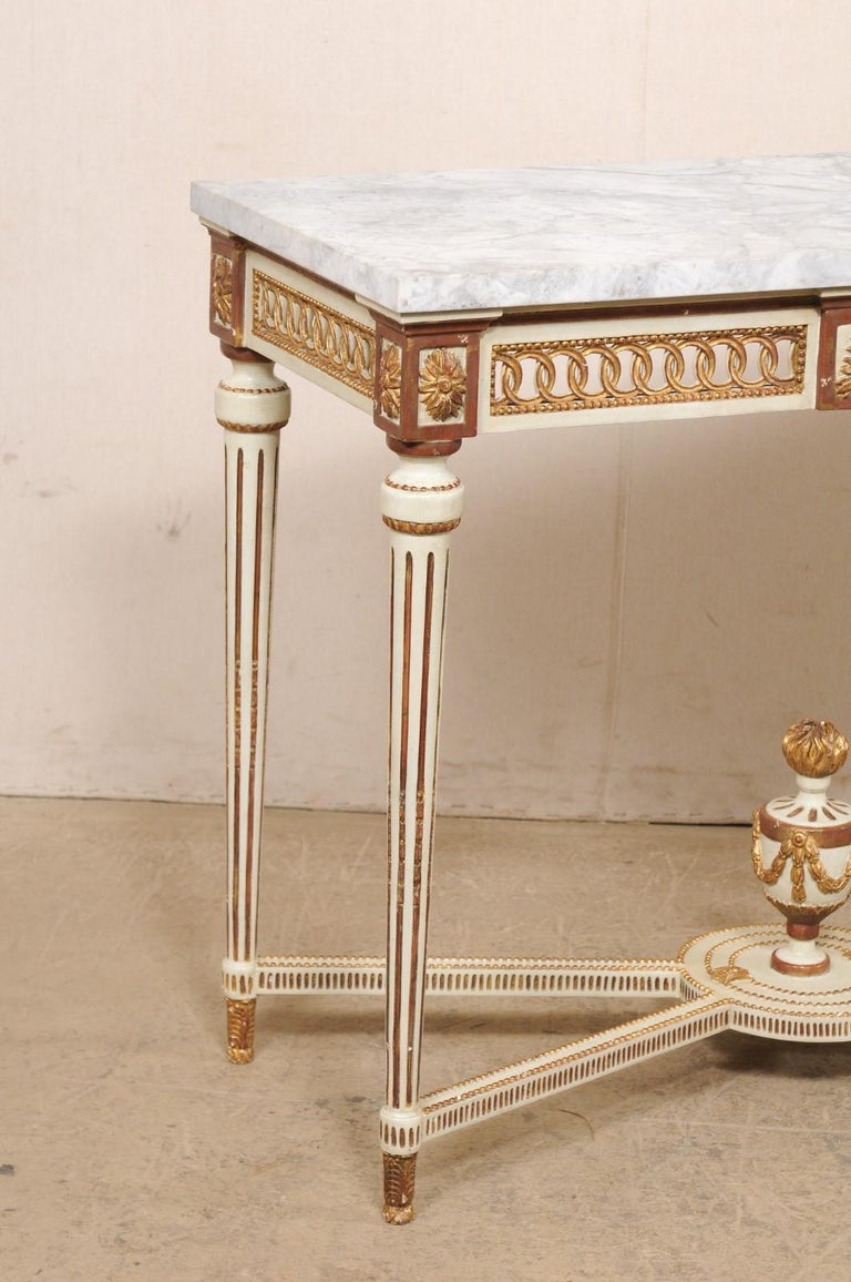 Italian Marble Top Console w/Pierce-Carved Apron and Large Urn Finial ...