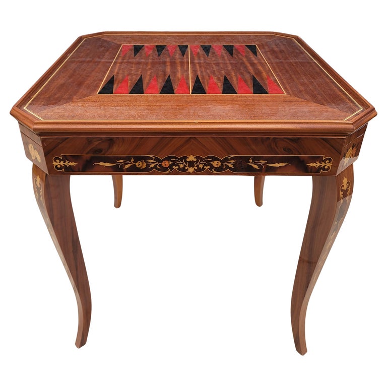 Italian Marquetry Burlwood and Mahogany Convertible Game Table For Sale ...