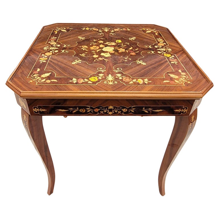 Italian Marquetry Burlwood and Mahogany Convertible Game Table For Sale ...