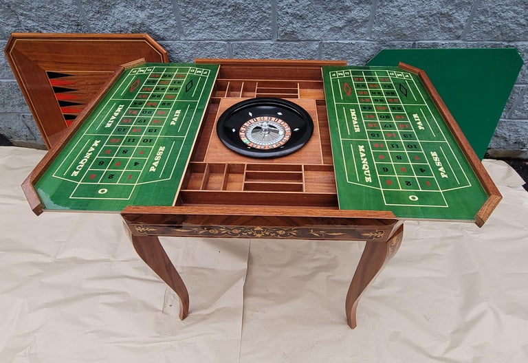 Italian Marquetry Burlwood and Mahogany Convertible Game Table For Sale ...