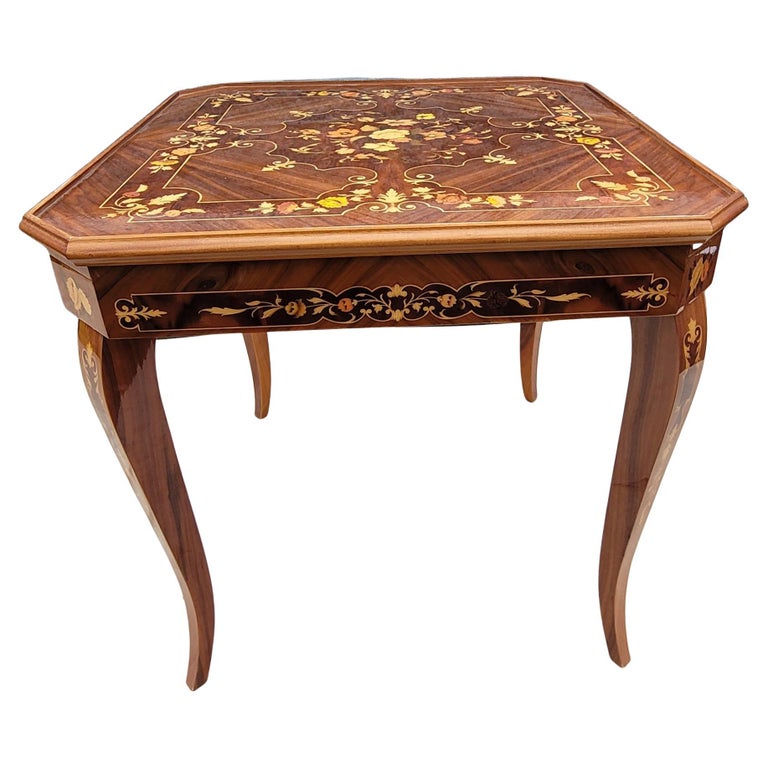 Italian Marquetry Burlwood and Mahogany Convertible Game Table For Sale ...
