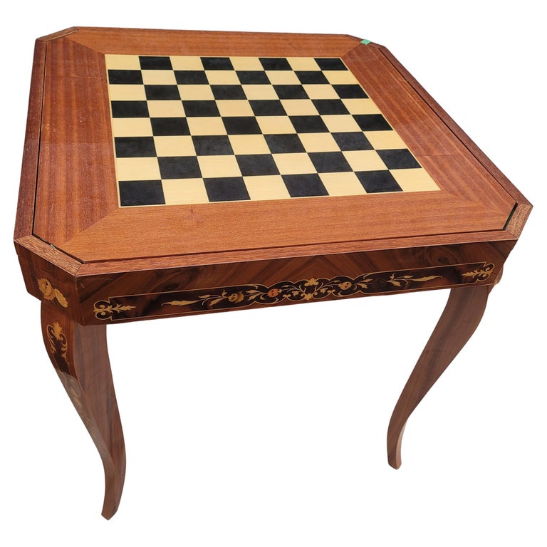 Italian Marquetry Burlwood and Mahogany Convertible Game Table For Sale ...