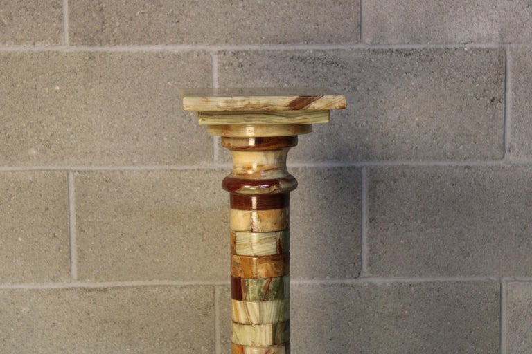 Italian Marquetry Onyx Column circa 1920 Italy For Sale at 1stDibs