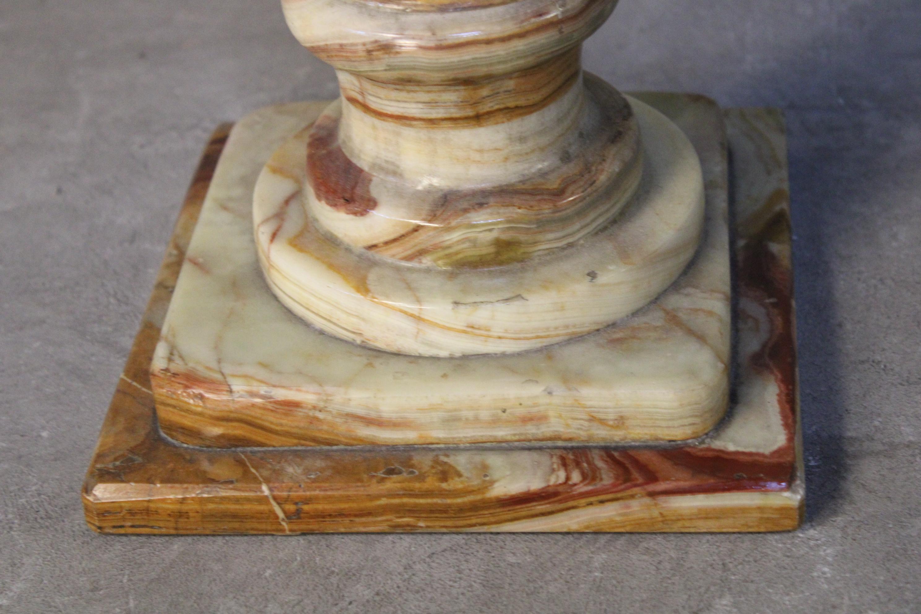 Italian Marquetry Onyx Column circa 1920 Italy For Sale at 1stDibs