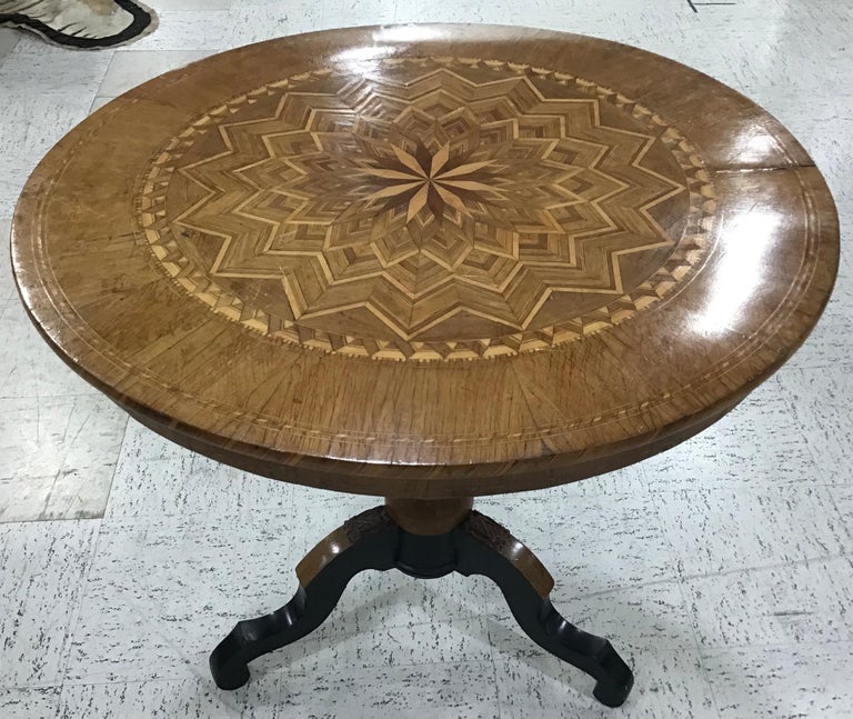 Italian Marquetry Round Side Table from Sorrento at 1stDibs