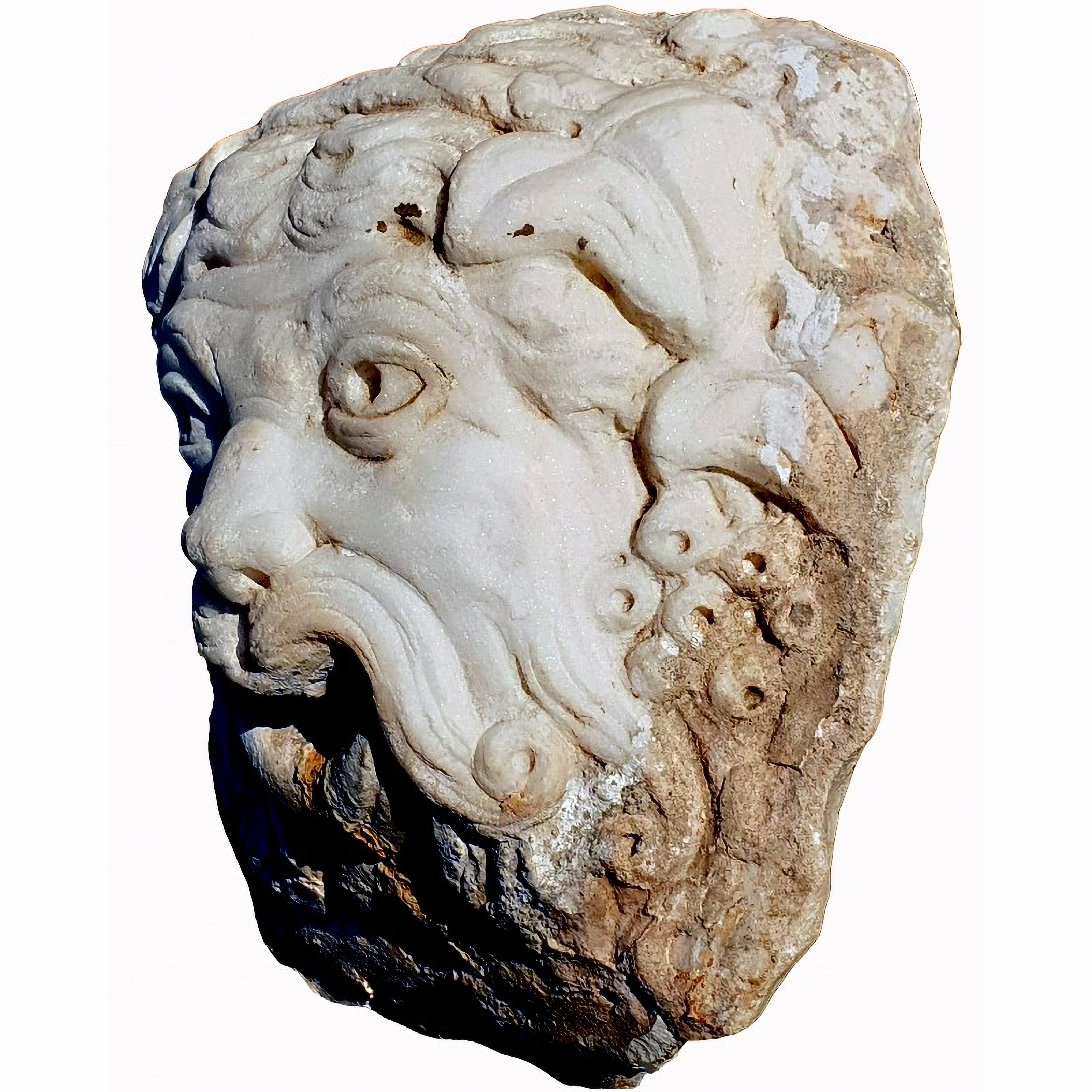 ITALIAN MASK IN WHITE CARRARA MARBLE 19th Century For Sale at 1stDibs