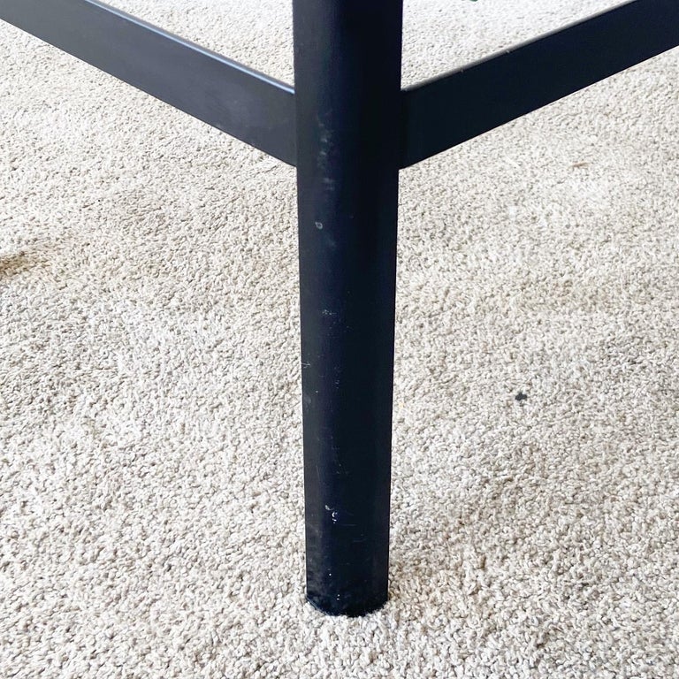 Italian Matteograssi Black Leather Top Counter Stools, a Pair at 1stDibs