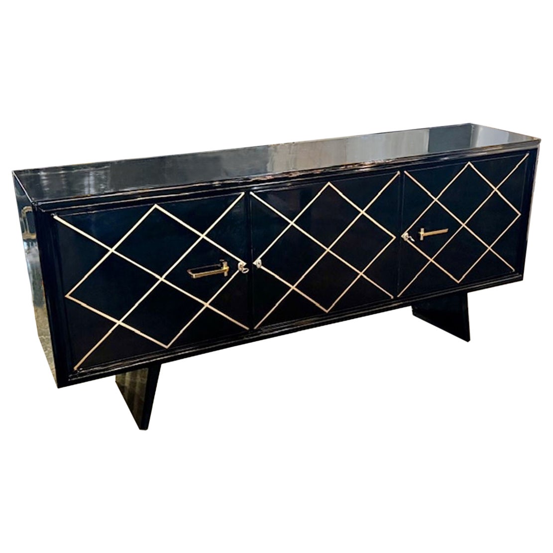 Honeycomb Sideboard by Royal Stranger, Black Pearl and Gold Leaf For ...
