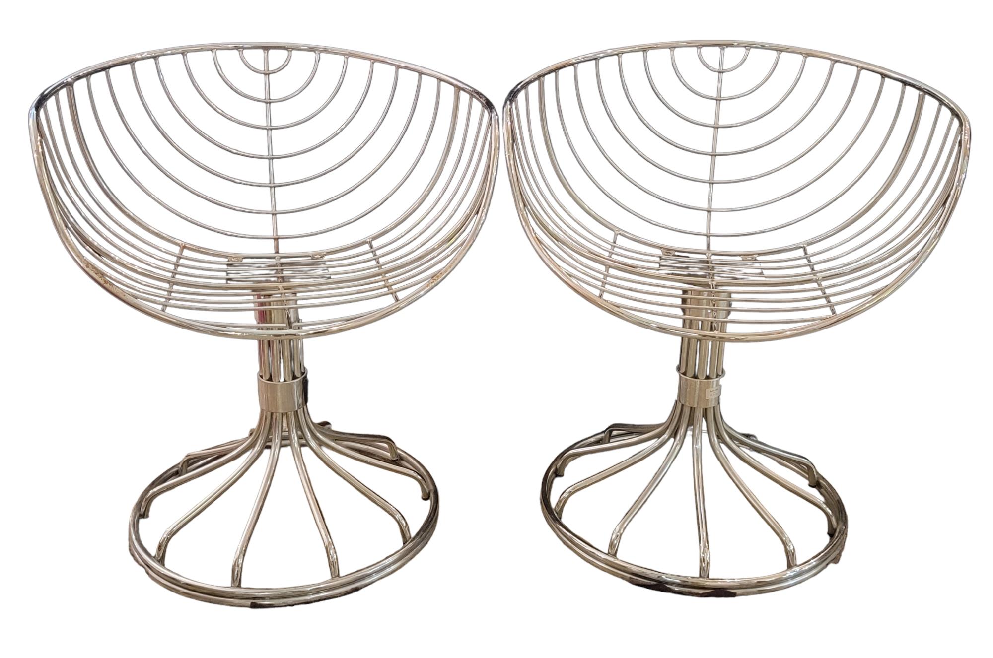 Italian MCM Pan Am 1960s Chrome Swivel Chairs by Gaston Rinaldi For ...