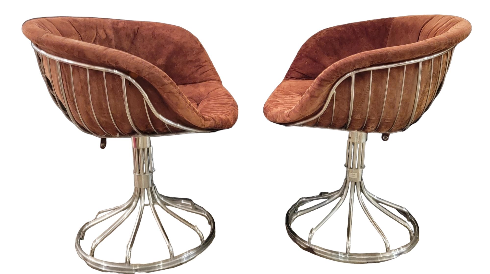 Italian MCM Pan Am 1960s Chrome Swivel Chairs by Gaston Rinaldi For ...