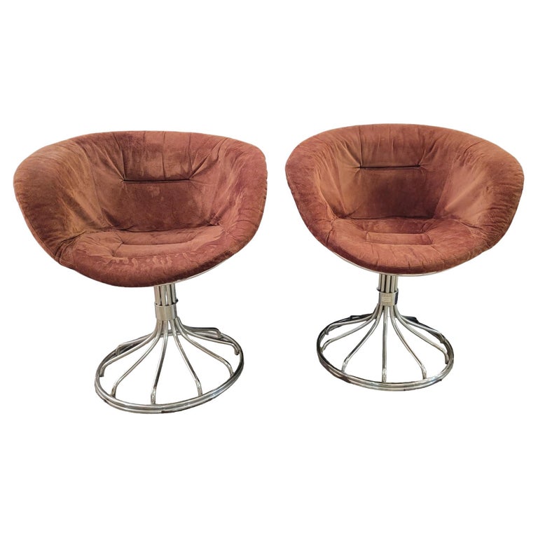 Italian MCM Pan Am 1960s Chrome Swivel Chairs by Gaston Rinaldi For ...