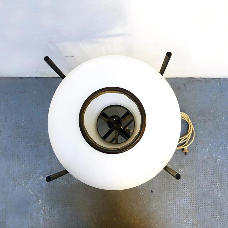 Italian Metal Rod and Opaline Glass Floor Lamp, 1950s For Sale at 1stDibs