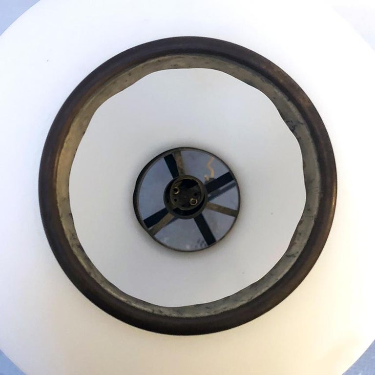 Italian Metal Rod and Opaline Glass Floor Lamp, 1950s For Sale at 1stDibs