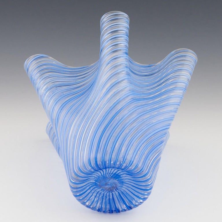 Italian Mezza Filigrana Fazzaletto Vase - 20th century For Sale at 1stDibs