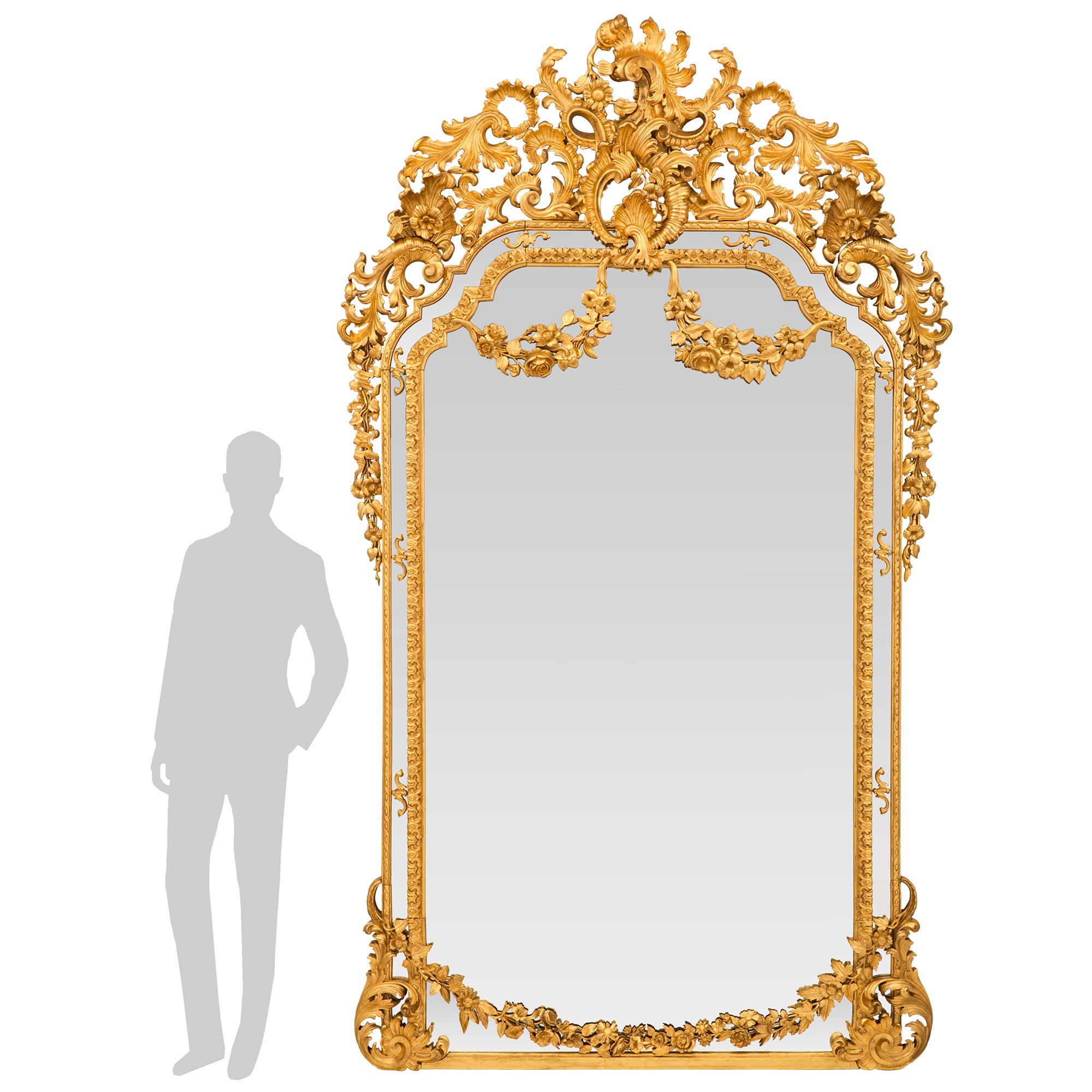 Italian Mid 19th Century Baroque St. Double Framed Giltwood Mirror For ...