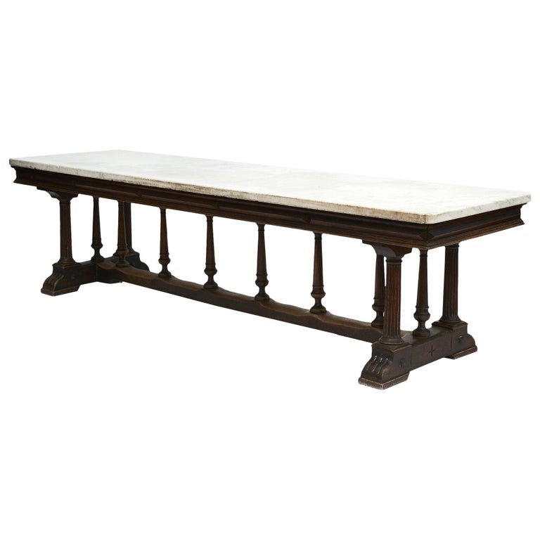 Italian Mid-19th Century Long Dinning Table with White Marble Top at ...