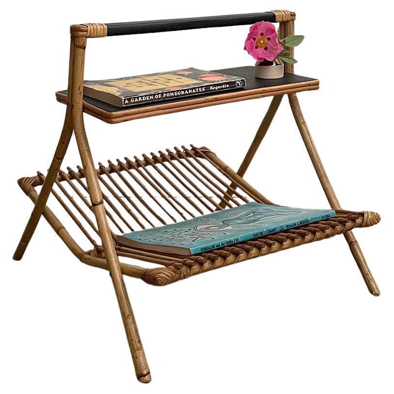 Italian Mid Century Bamboo and Rattan Magazine Table For Sale at 1stDibs