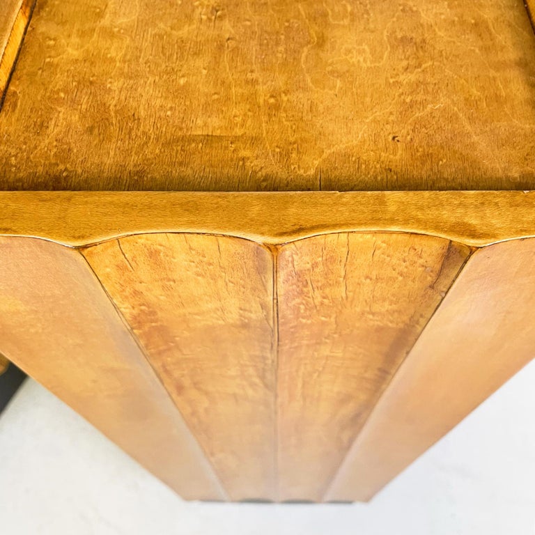 Italian Midcentury Black Light Wooden Square Pedestals with Wavy ...