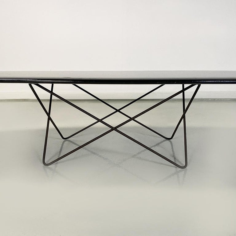 Italian Mid-Century Black Metal and Wood Elliptical Coffee Table by ...
