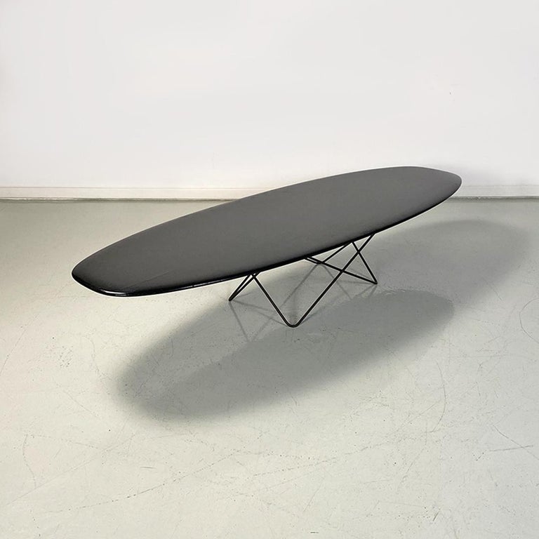 Italian Mid-Century Black Metal and Wood Elliptical Coffee Table by ...