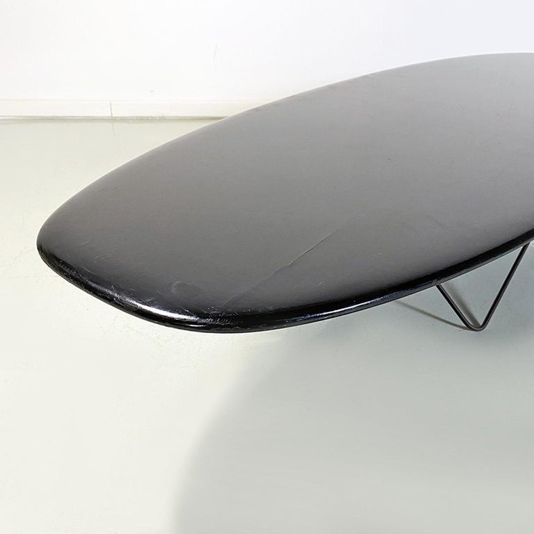 Italian Mid-Century Black Metal and Wood Elliptical Coffee Table by ...