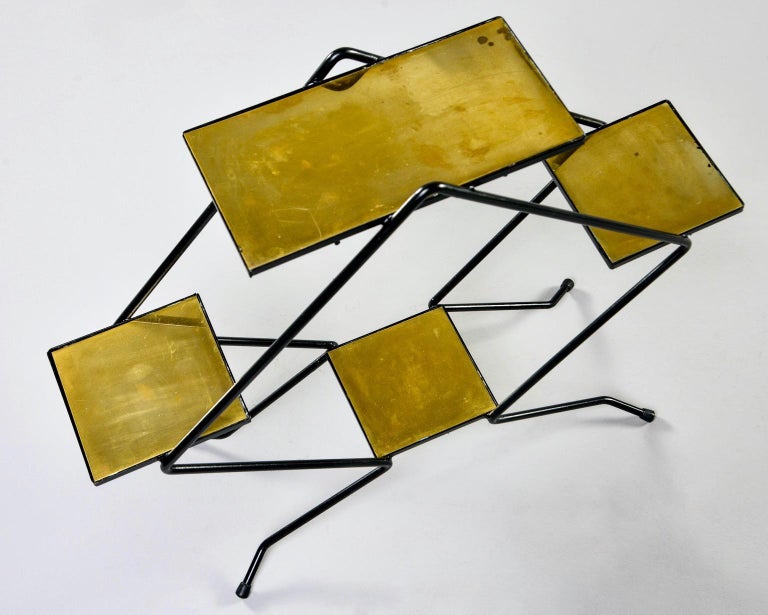 Italian Midcentury Brass and Iron Display Stand For Sale at 1stdibs