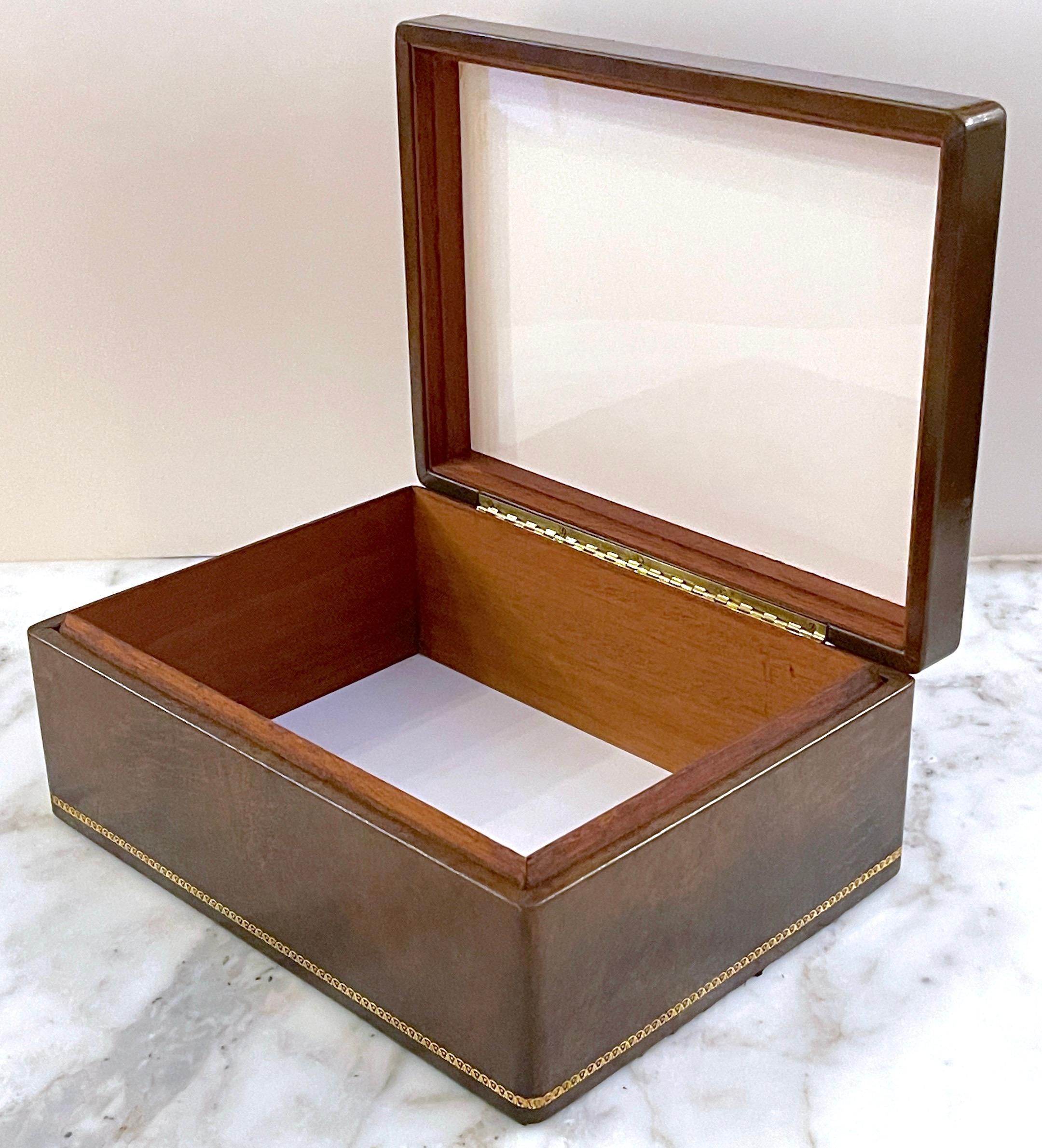 Italian Midcentury Brown Leather Neoclassical Humidor with Gilt Tooling ...