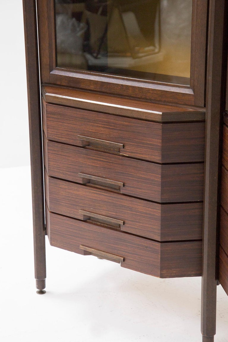 Italian Mid-Century Cabinet in Wood and Glass at 1stDibs