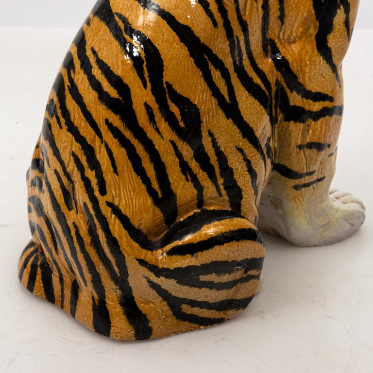 Italian Midcentury Ceramic Tiger Statue at 1stDibs