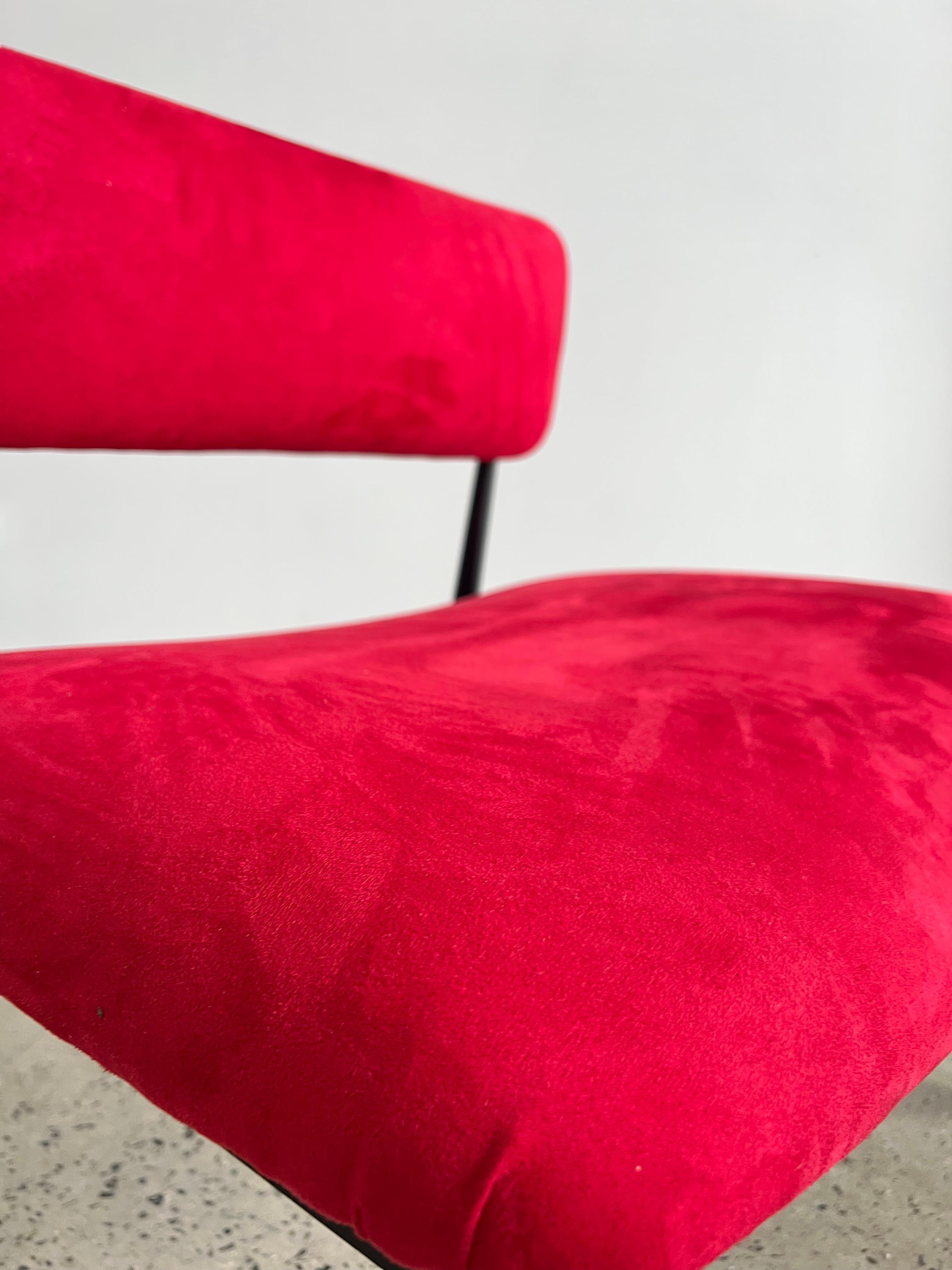 Italian Mid-Century Chairs in Suede and Black Metal Frame For Sale at ...