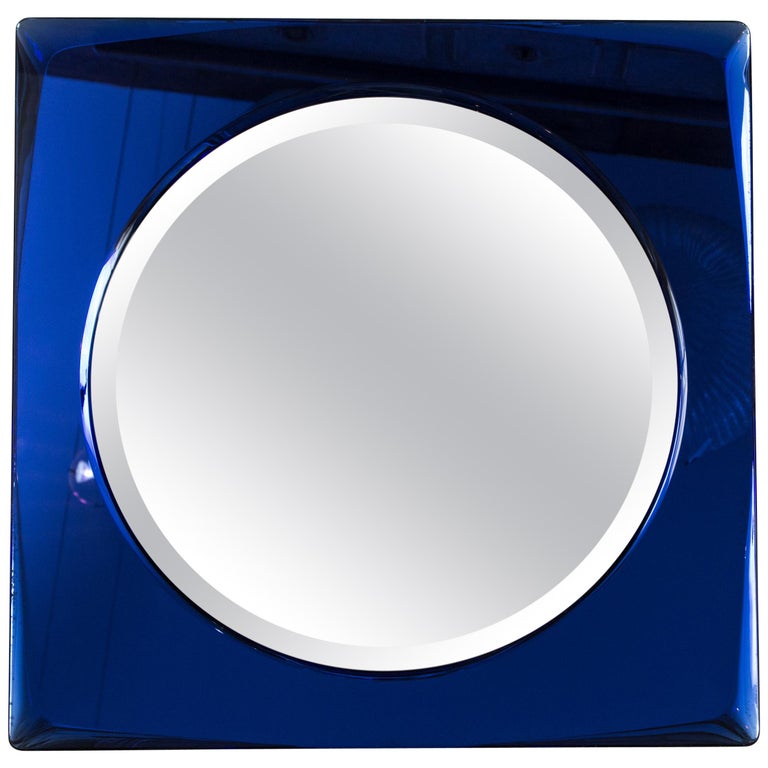 Italian Midcentury Cobalt Blue Square Mirror at 1stDibs | stitch led mirror