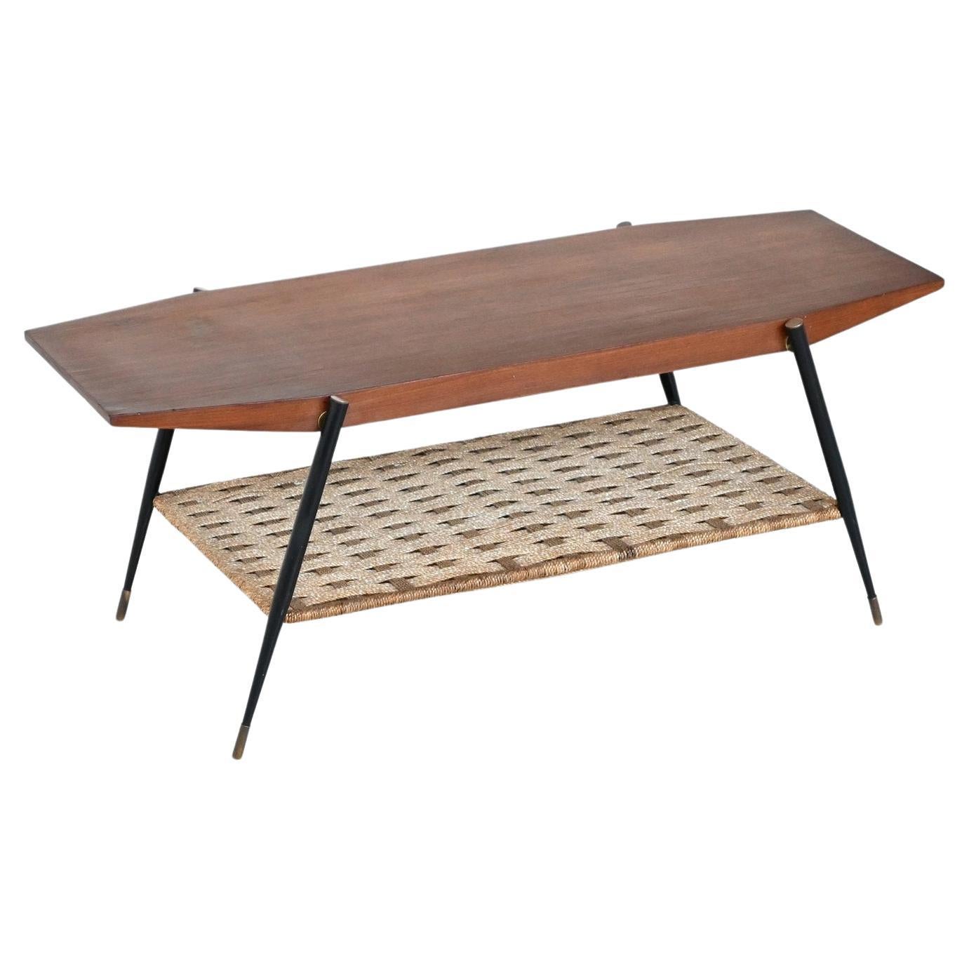 Italian Mid Century coffee table in teak and metal Italy 1960 For Sale ...