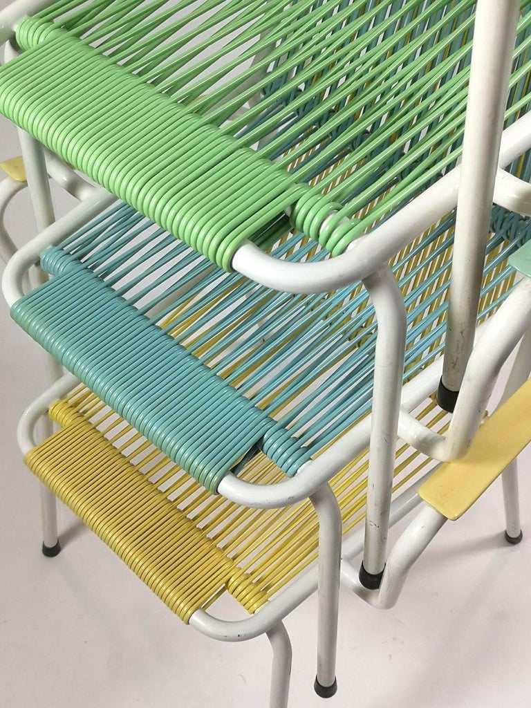 Italian Mid-century colorful spaghetti chairs (50176) at 1stDibs