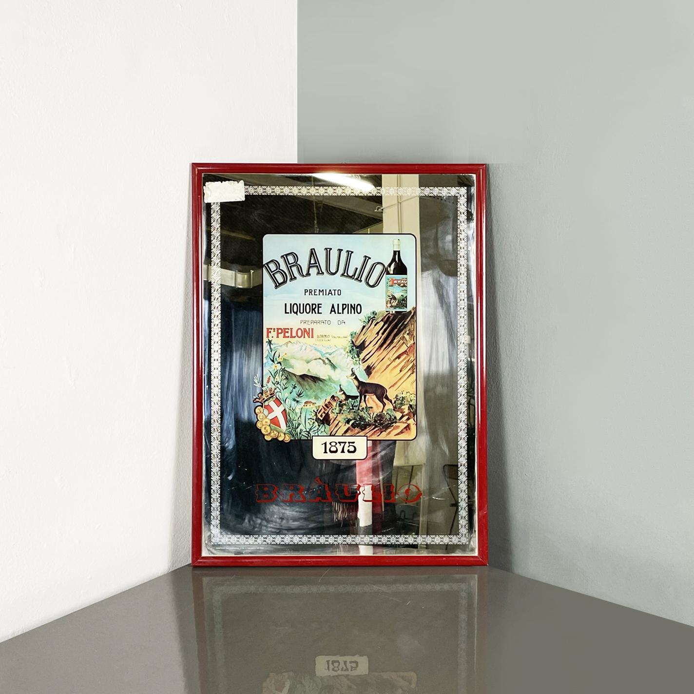 Italian Mid-Century Decorative Wall Mirror of the Braulio Liqueur ...