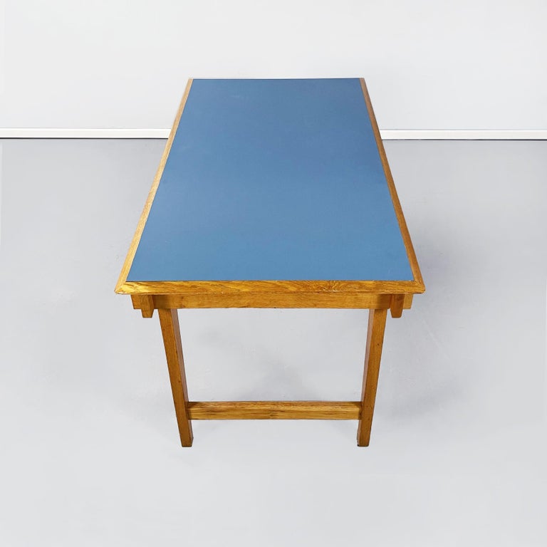 Italian Mid-Century Desk in Solid Wood and Light Blue Formica, 1960s ...