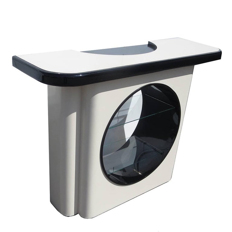 Italian Midcentury Free Standing Bar with Porthole Display at 1stDibs
