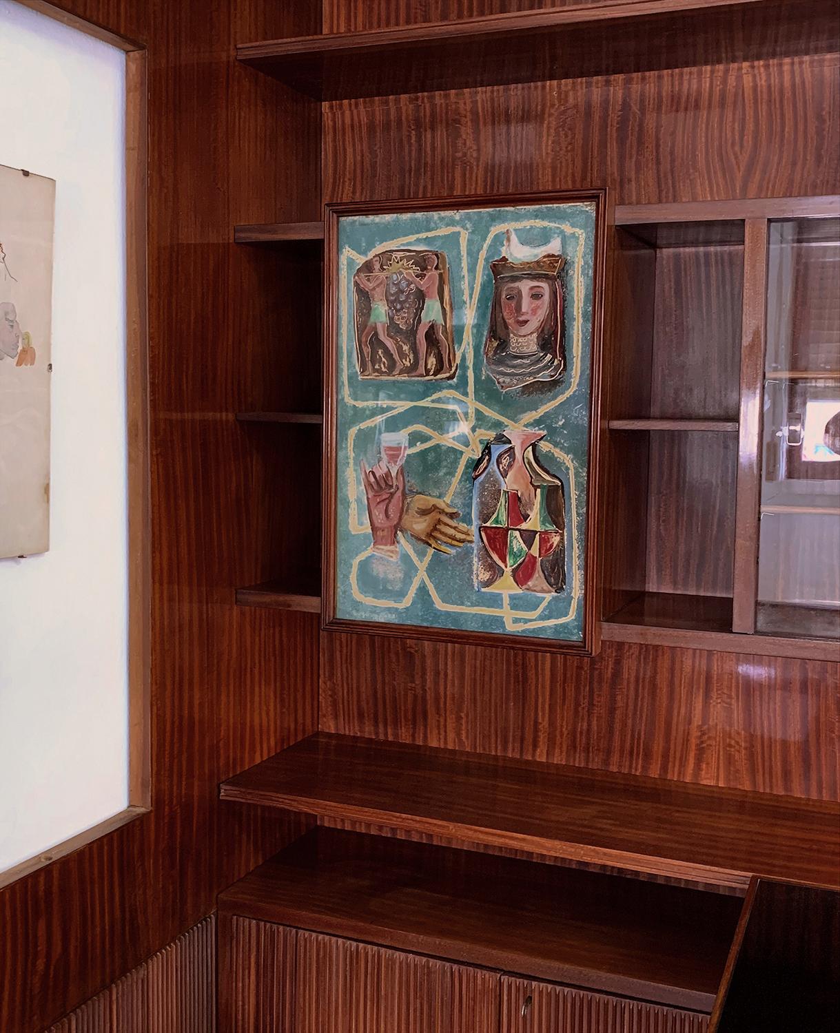 Italian Mid-Century Freestanding Corner Bookcase with Desk, 1950s For ...