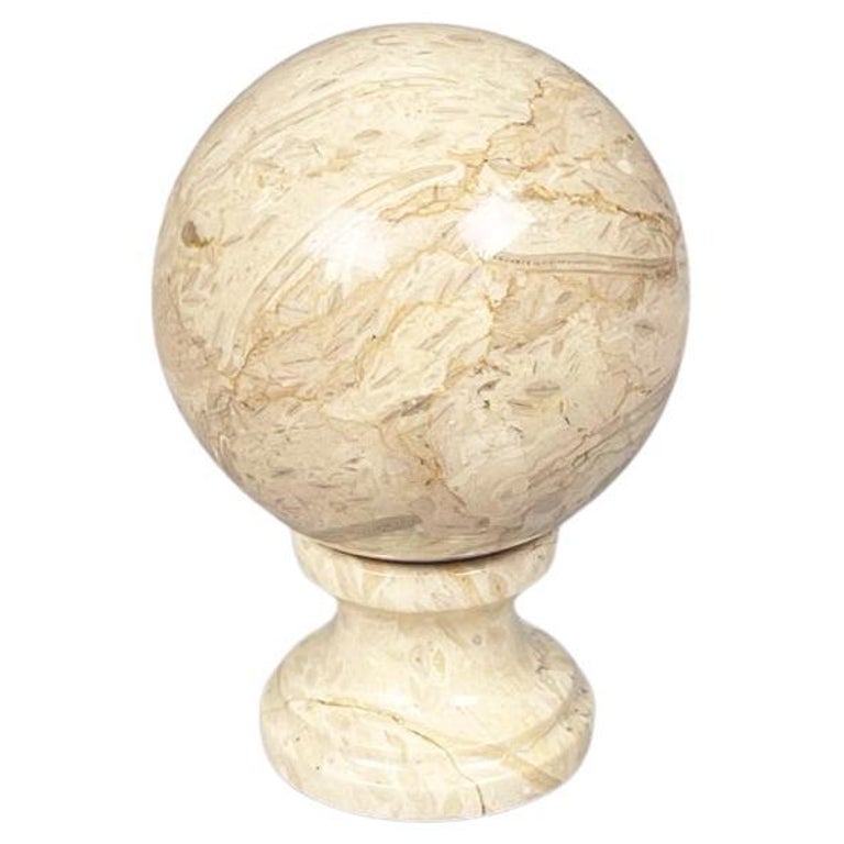 Italian mid-century Geometric spherical sculpture in beige onyx stone ...