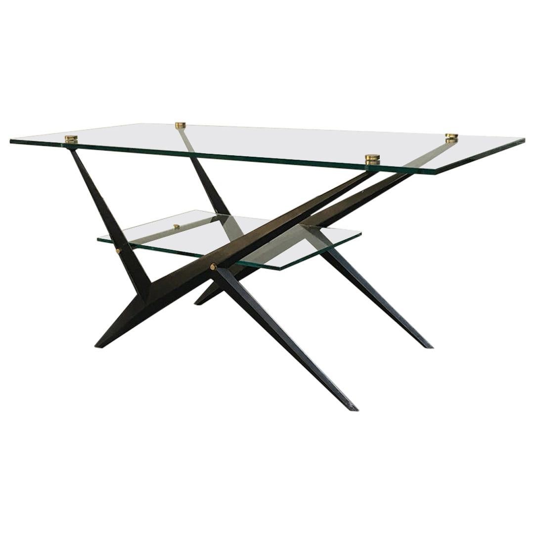 Italian Midcentury Glass, Iron and Brass Coffee Table by Angelo Ostuni ...