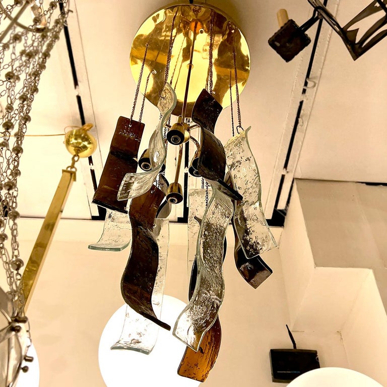 Italian Mid Century Glass Light Fixture For Sale at 1stDibs ...