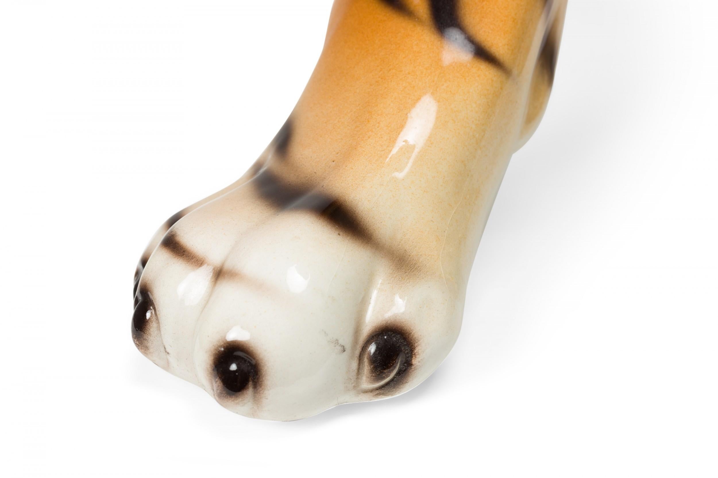 Italian Mid-Century Glazed Porcelain Striding Tiger Sculpture manner of ...