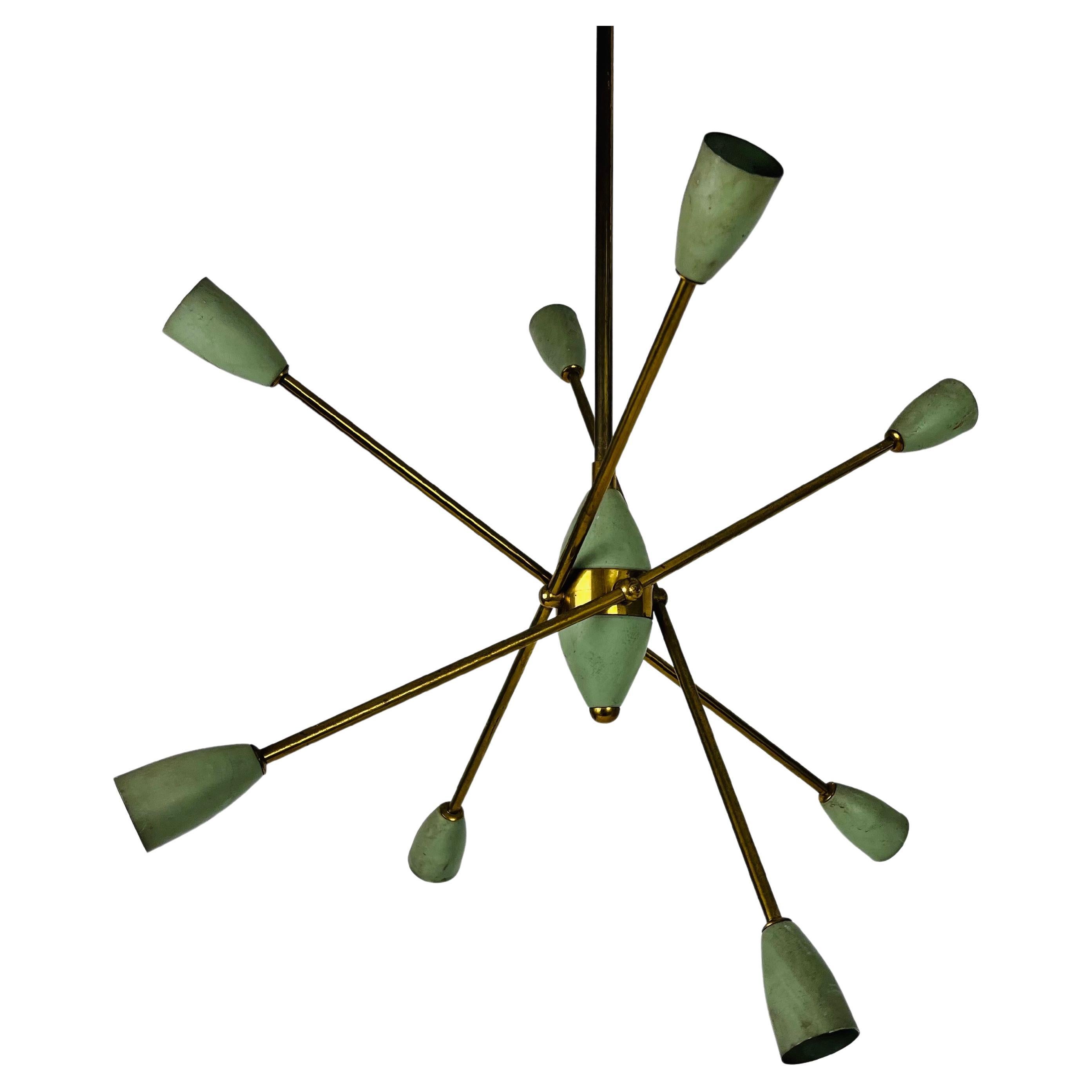 Italian Mid-Century Brass 10-Arm Sputnik Chandelier Arredoluce ...